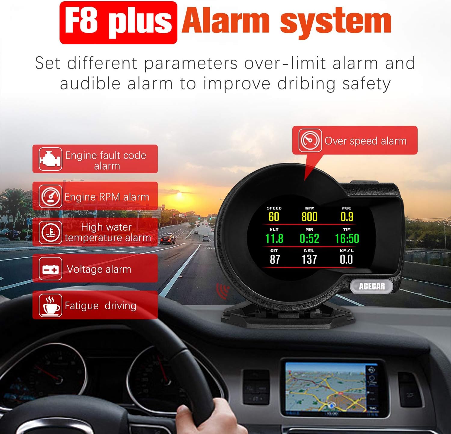 ACECAR F8 Universal Car HUD Dual System Head Up Display Instruction Manual