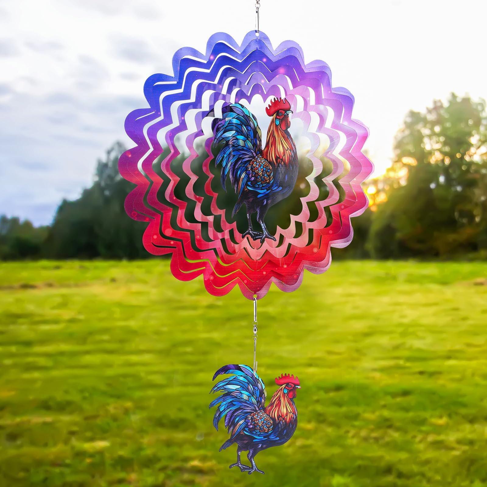 Amazon.com: Rooster Wind Spinners 3D Hanging Wind Spinner Outdoor ...