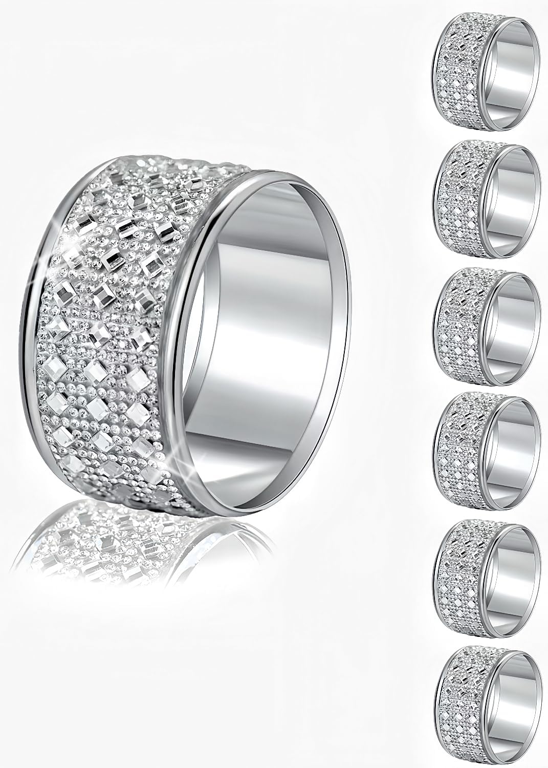 Amazon.com: RAYYXP 12Pcs Rhinestone Napkin Ring Silver Napkin Rings ...
