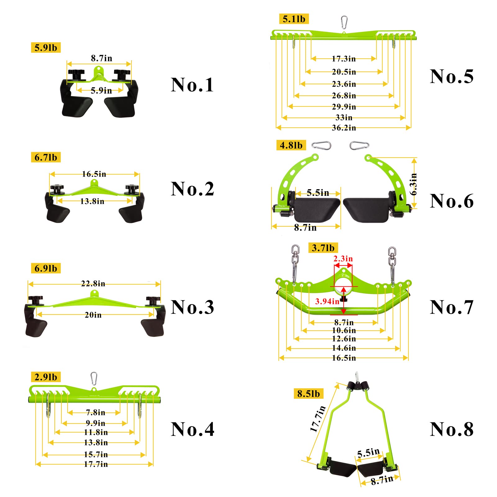 YAFITYES Adjustable LAT Pulldown Attachments, Fitness Handle, Home Gym ...