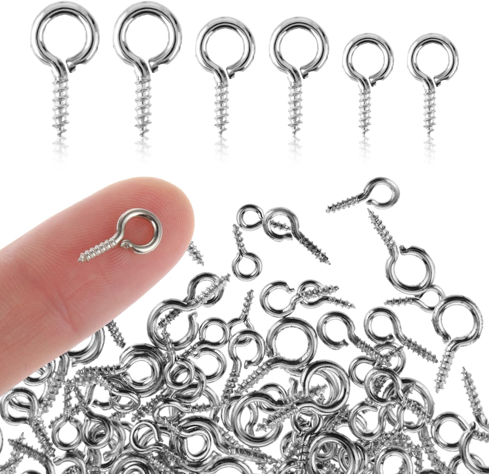 50 x Small Tiny Mini Eye Pins Eyepins Hooks Eyelets Screw Threaded ...