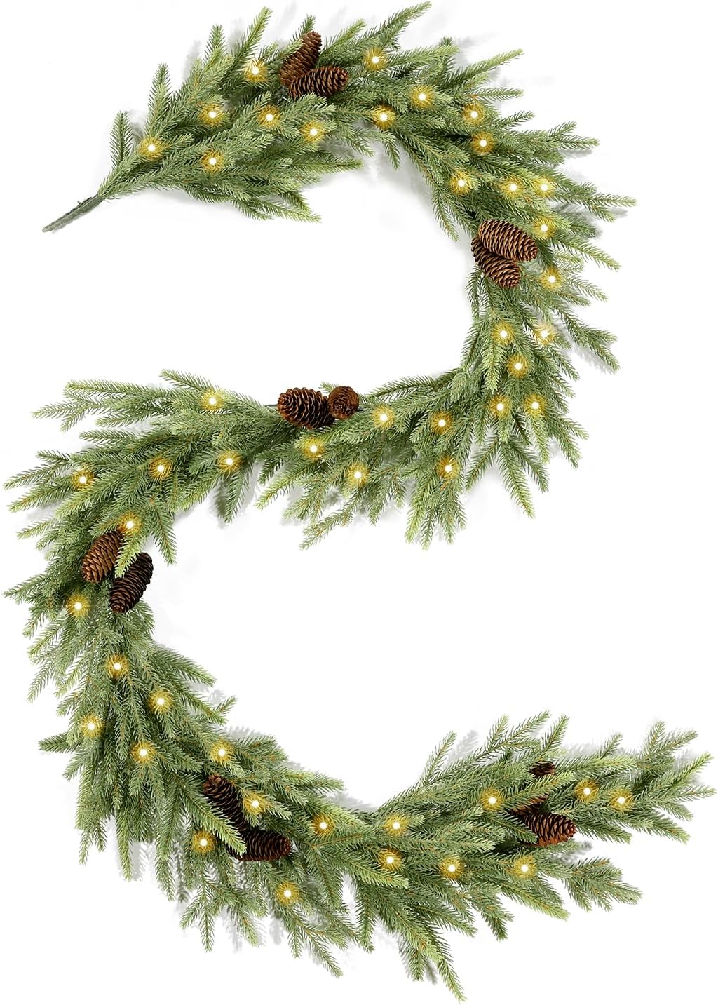 Amazon.com: WBHome 6ft Pre-lit Norway Spruce Christmas Garland, Winter ...