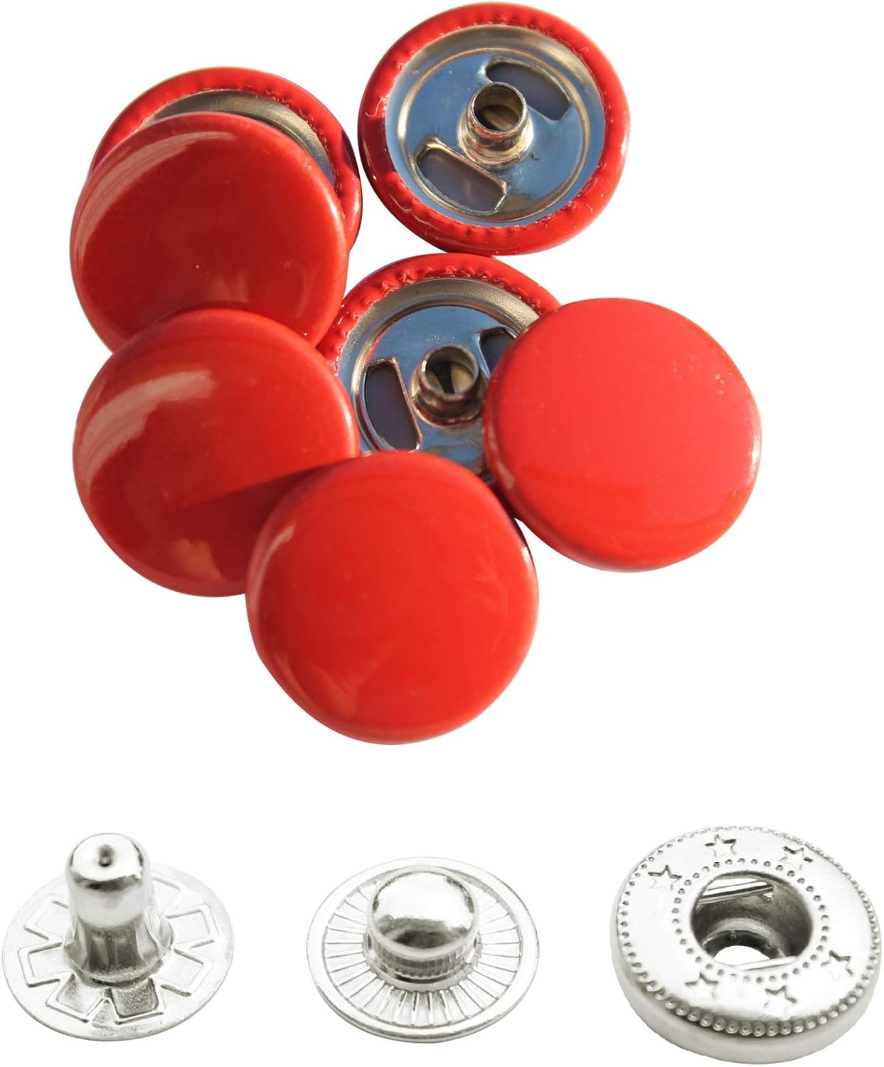 Amazon.com: Trimming Shop Pack of 10 4-Part Press Studs Silver - 15mm ...