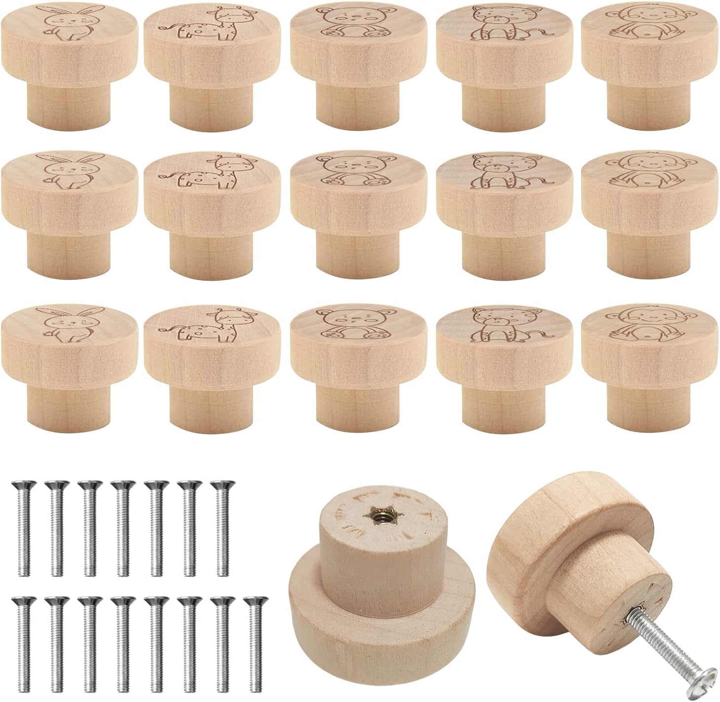 Bocotoer Pomelli rotondi in legno per armadi e cassetti, 40 mm x 25 mm ...