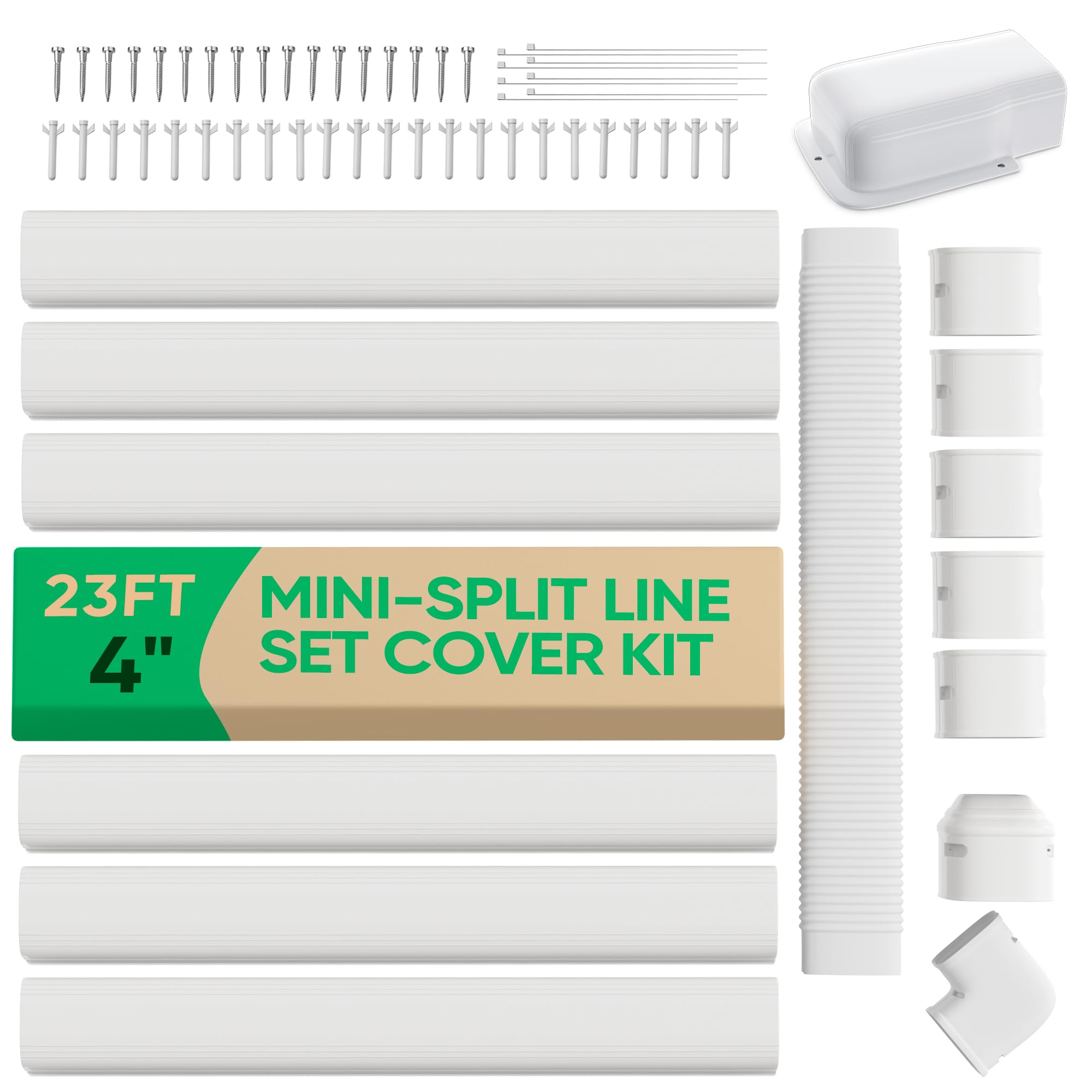 Amazon.com: Plusluck 4" 23Ft Mini Split Line Set Cover, PVC Ductless ...