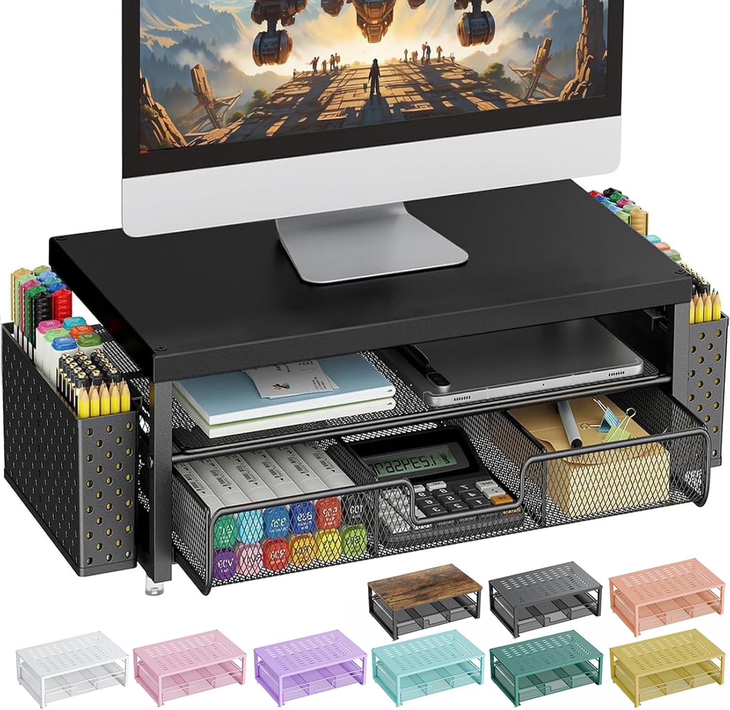 Amazon.com: gianotter Wood Monitor Stand Riser, Office Desk Shelf ...