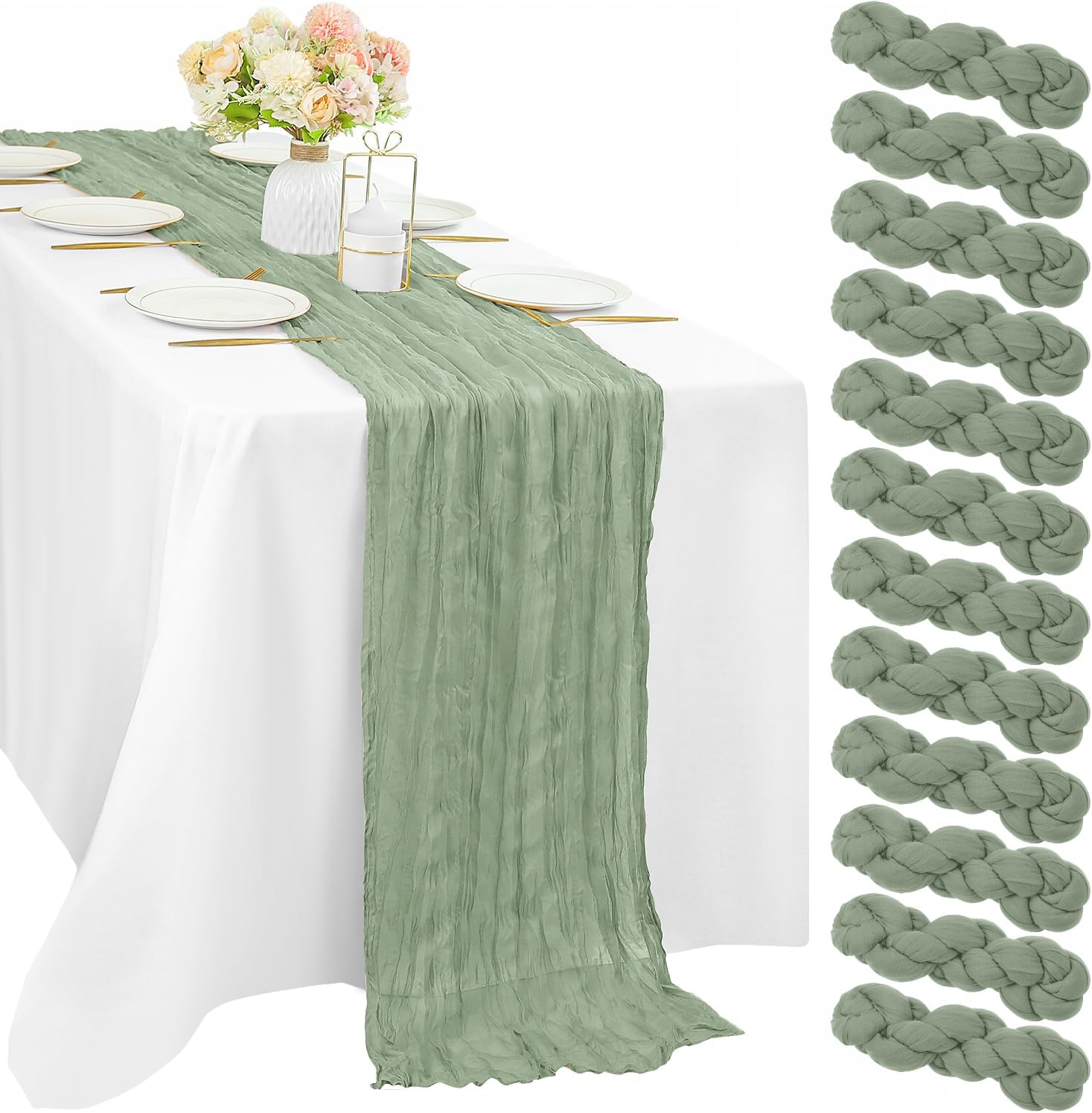 Amazon.com: 12 Pack 10Ft Cheesecloth Table Runner 35x120 Inch Boho ...