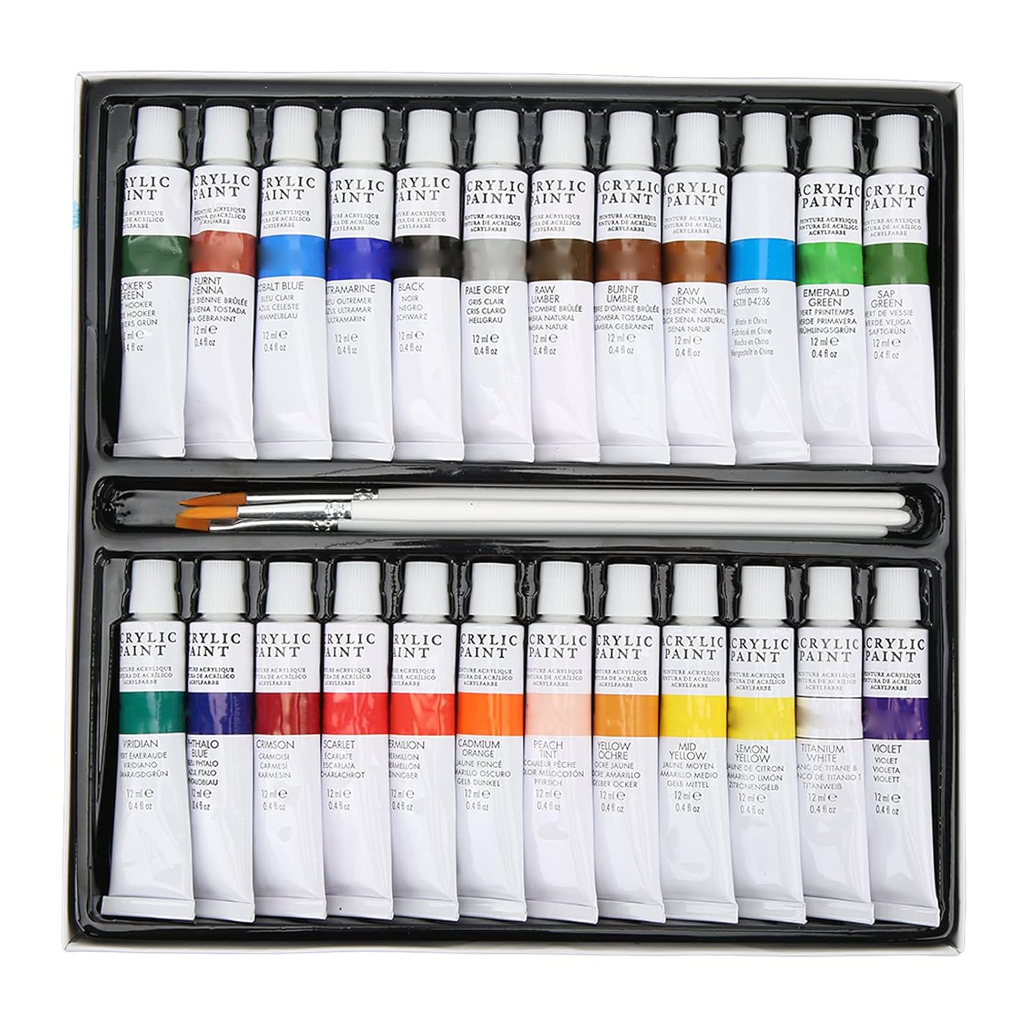 Acrylic Paint Set, 24 Color Portable Acrylic Paint Pigment with Acrylic ...