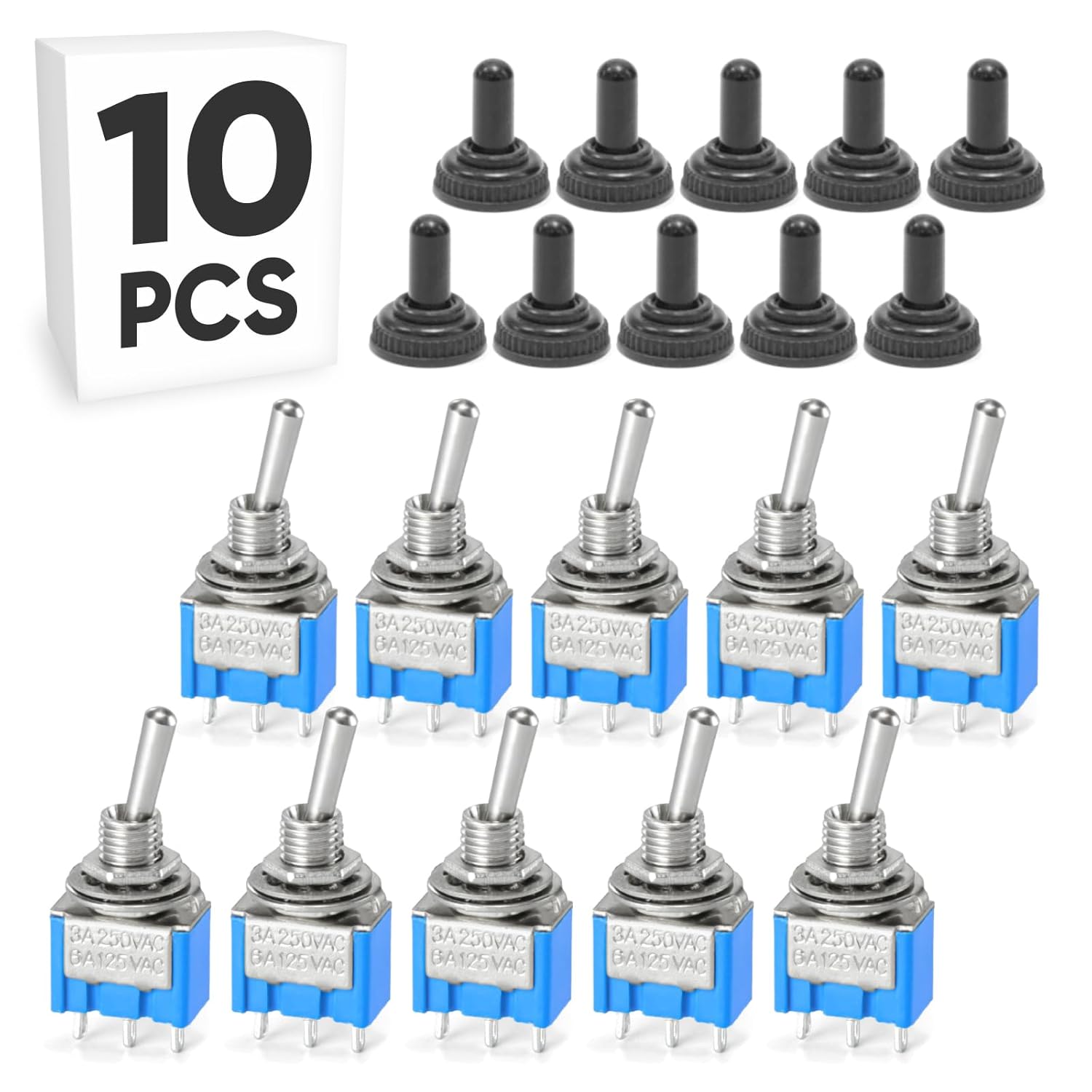 Amazon.com: 10PCS Miniature Toggle Switch with Waterproof Cap MTS-102 ...