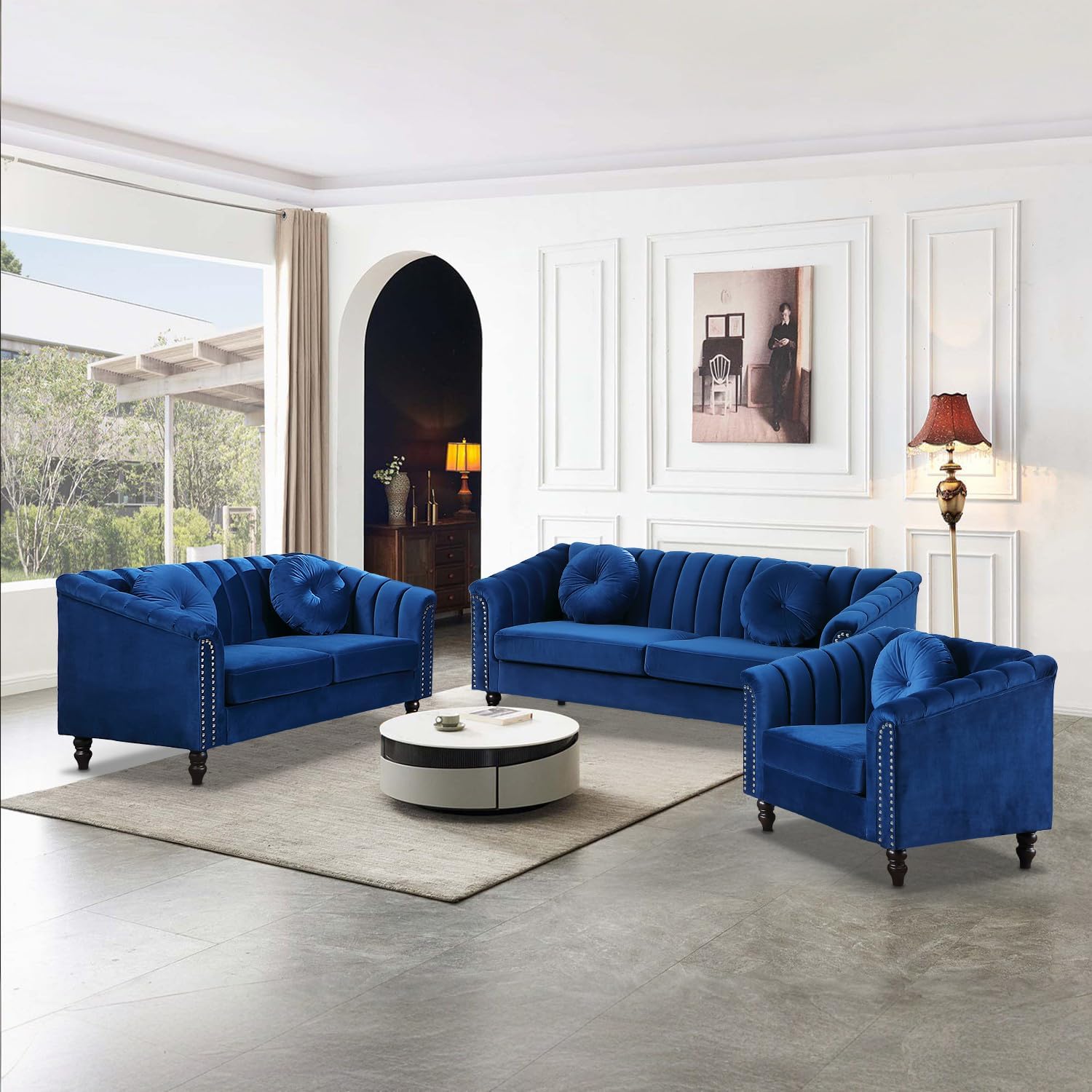 Amazon.com: Caberryne Velvet Sofa Sets Couch Sets for Living Room 76 ...