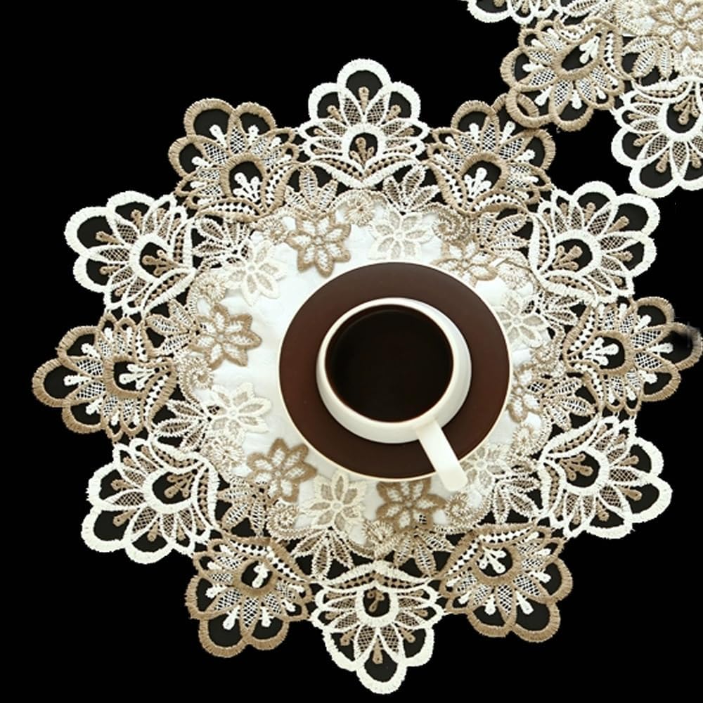 Amazon.com: Sandweek Washable Tablecloth Stain Resistant Lace Lunchmats ...