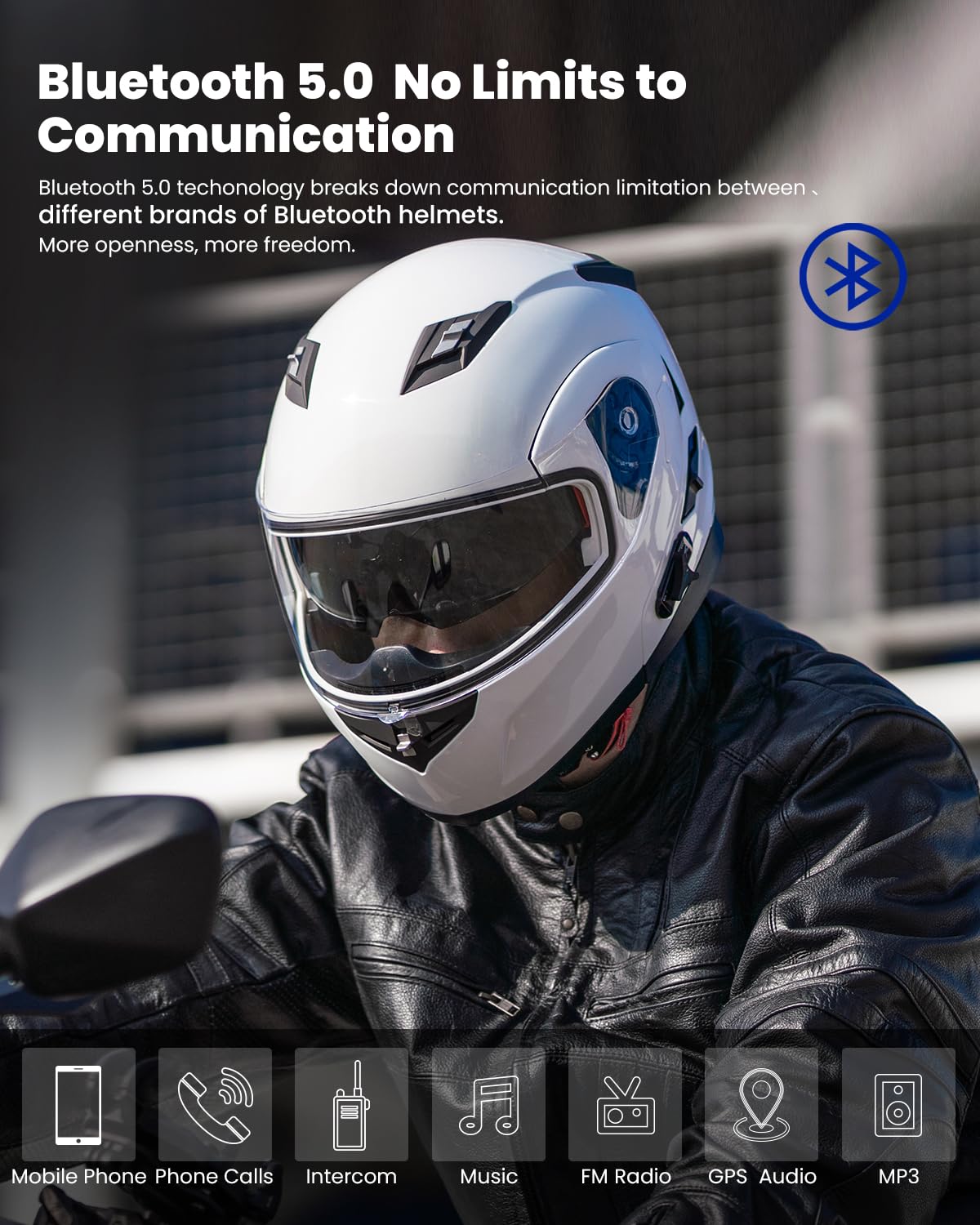 Snapklik.com : ILM Bluetooth Integrated Modular Flip Up Full Face ...