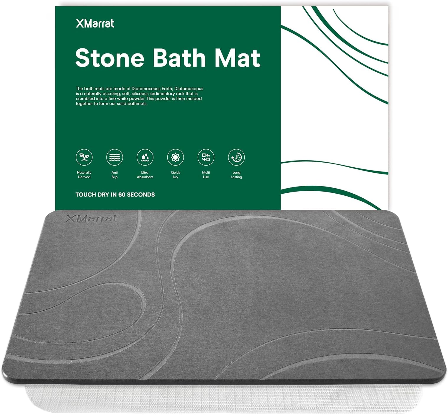 Amazon.com: SUTERA - Stone Bath Mat, Diatomaceous Earth Shower Mat, Non ...