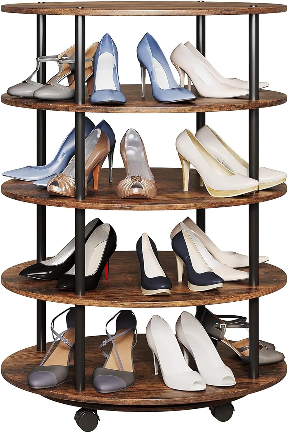 Amazon.com: KELERDUN 4 Tier Rotating Shoe Rack Tower, Round Spinning ...