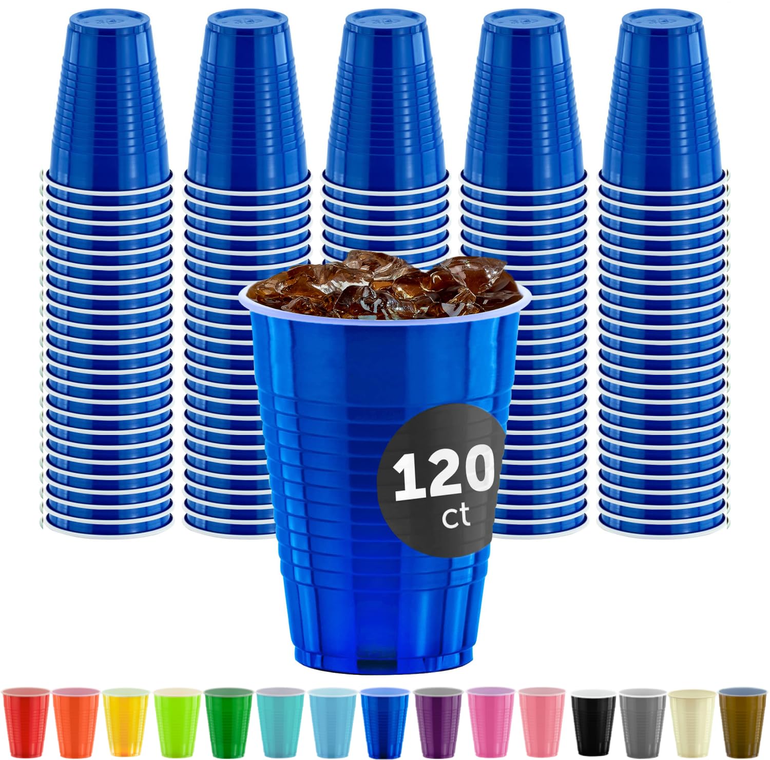 Snapklik.com : DecorRack 120 Blue Plastic Cups 12 Oz - Perfect For Parties