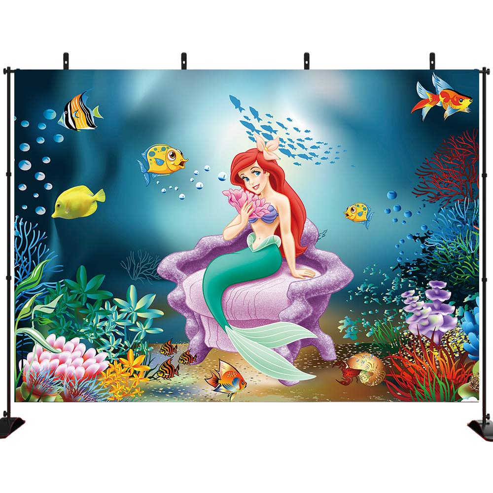 Buy Mermaid Backdrop Happy Birthday Party Backdrop Little Mermaid Photo ...