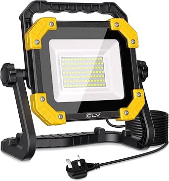 CLV 80W LED Work Light, 8000LM Job Site Light Plug in Folding ...