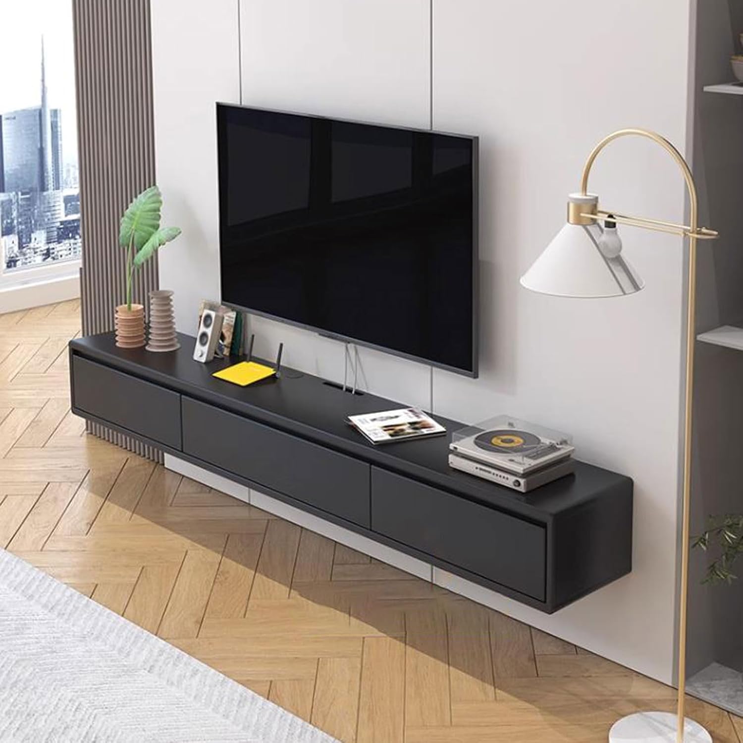 Vägghylla Väggmonterad TV-skåp Flytande hylla TV-konsol Audiovisuell ...