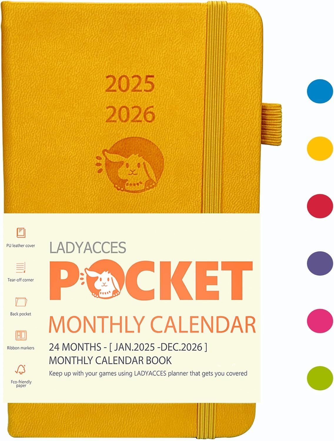 LADYACCES 2025-2026 Pocket Diary Month to View - 2 Year Silm Monthly ...