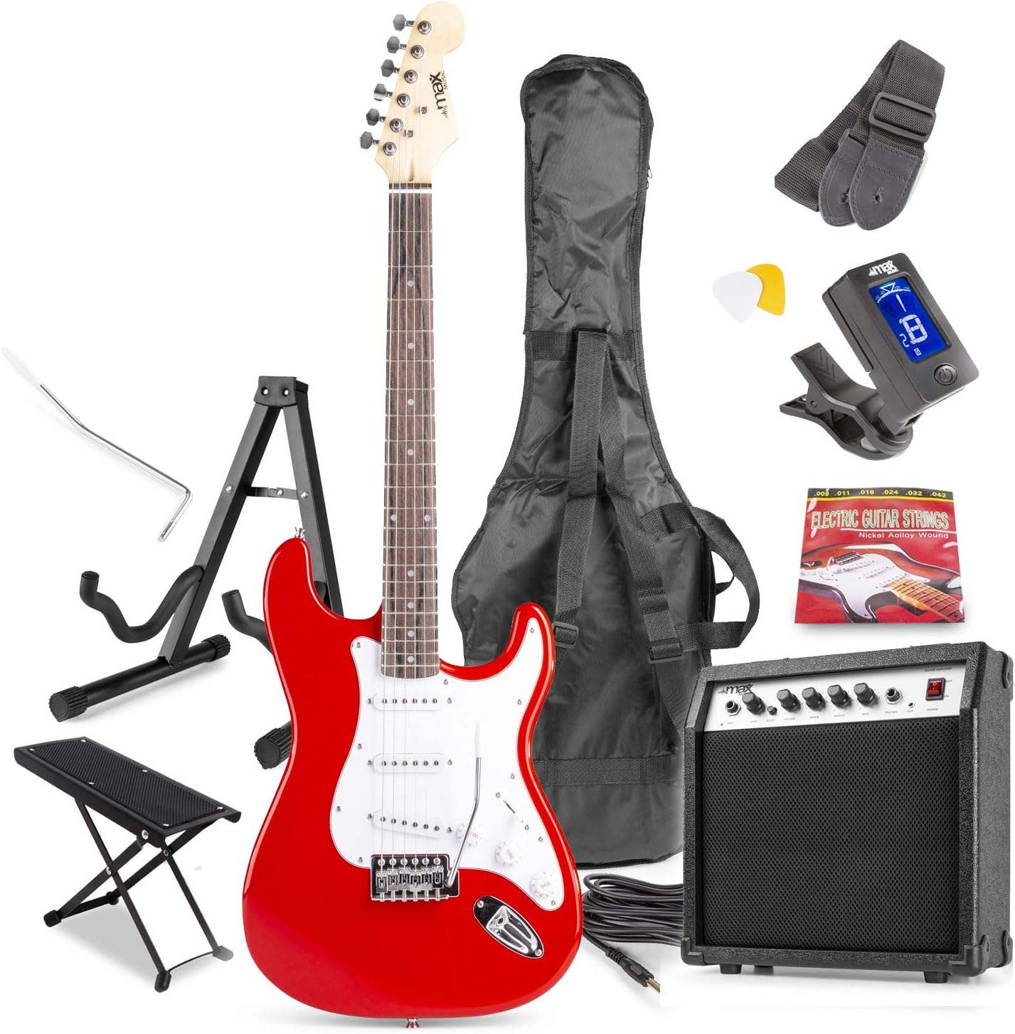 Max GigKit Red Electric Guitar Starter Pack - Complete Set for ...