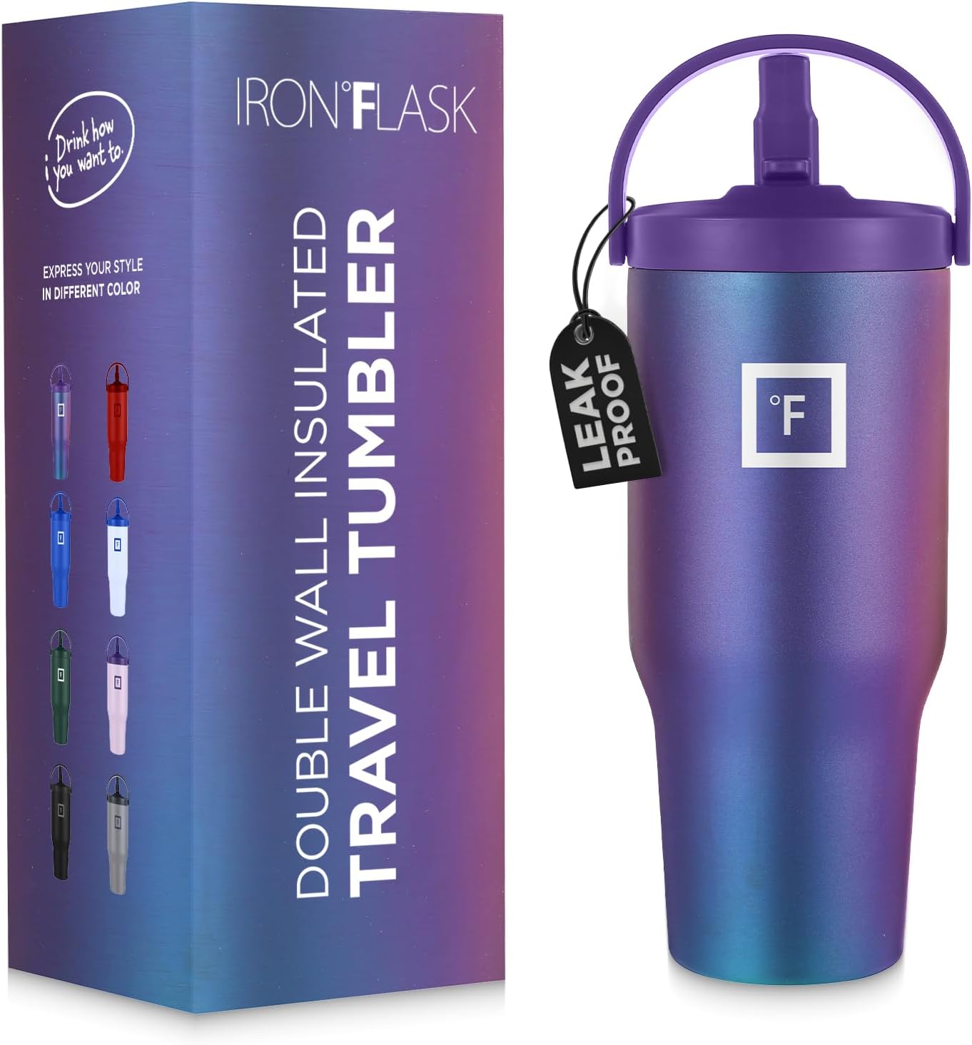 Amazon.com | IRON °FLASK Sidekick Insulated Water Tumbler w/Straw ...