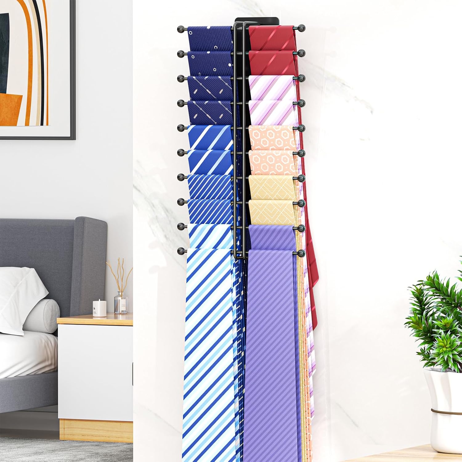 Amazon.com: Tie Rack Wall Mounted, Tie Organizer for Men, Tie Rack ...