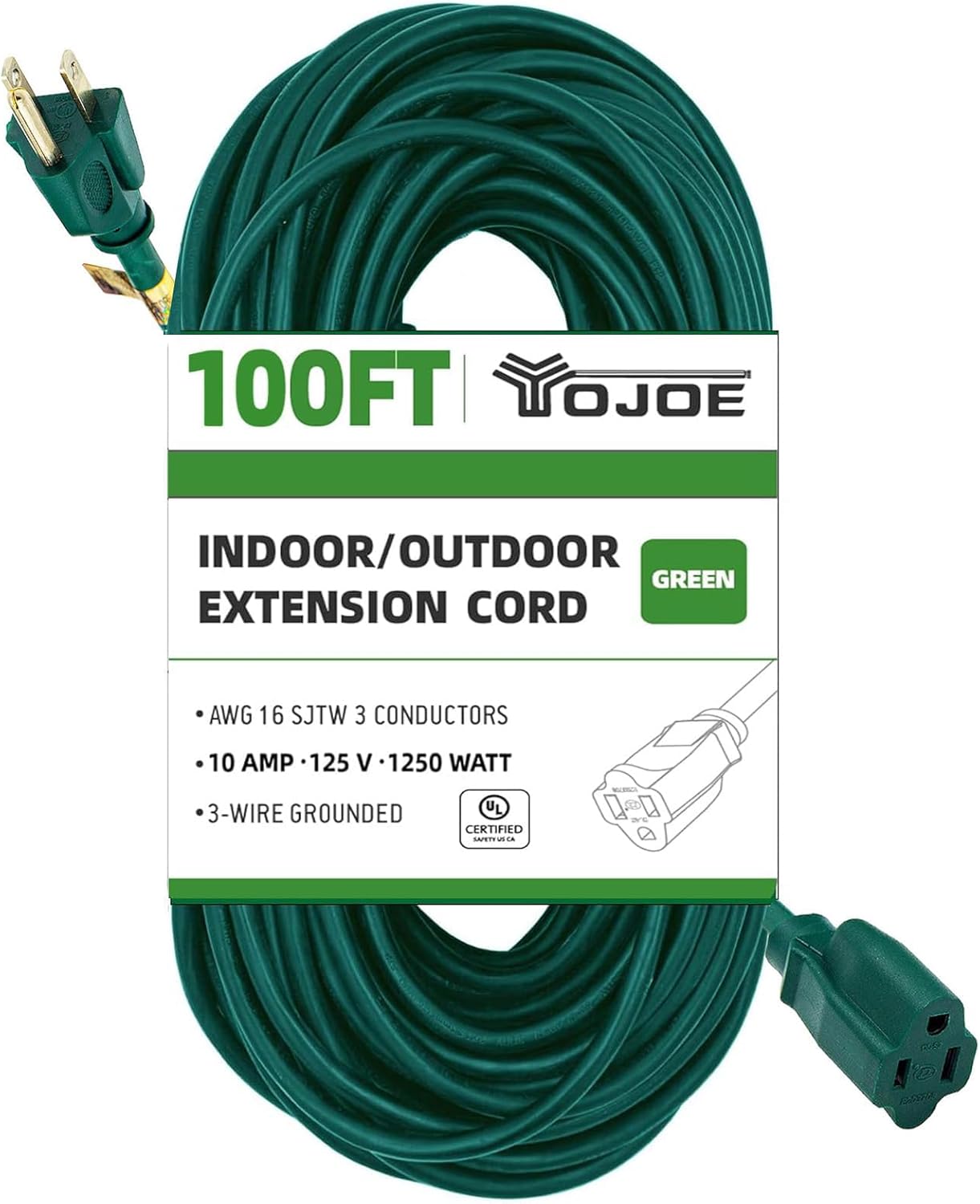 Amazon.com: YOJOE Indoor Outdoor Extension Cord, 3 Prong 10A ...