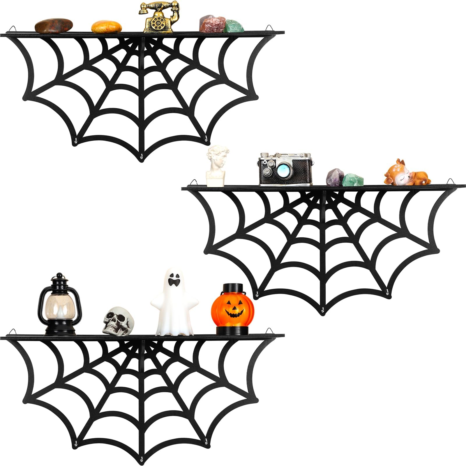 Amazon.com: Geetery 3 Sets Gothic Spider Web Shelves, Wall Mounted Goth ...
