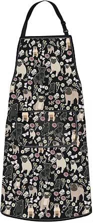 Amazon.com: G2TUP Pug Aprons With Pockets Pug Owner Gifts Wrinkle Dog ...