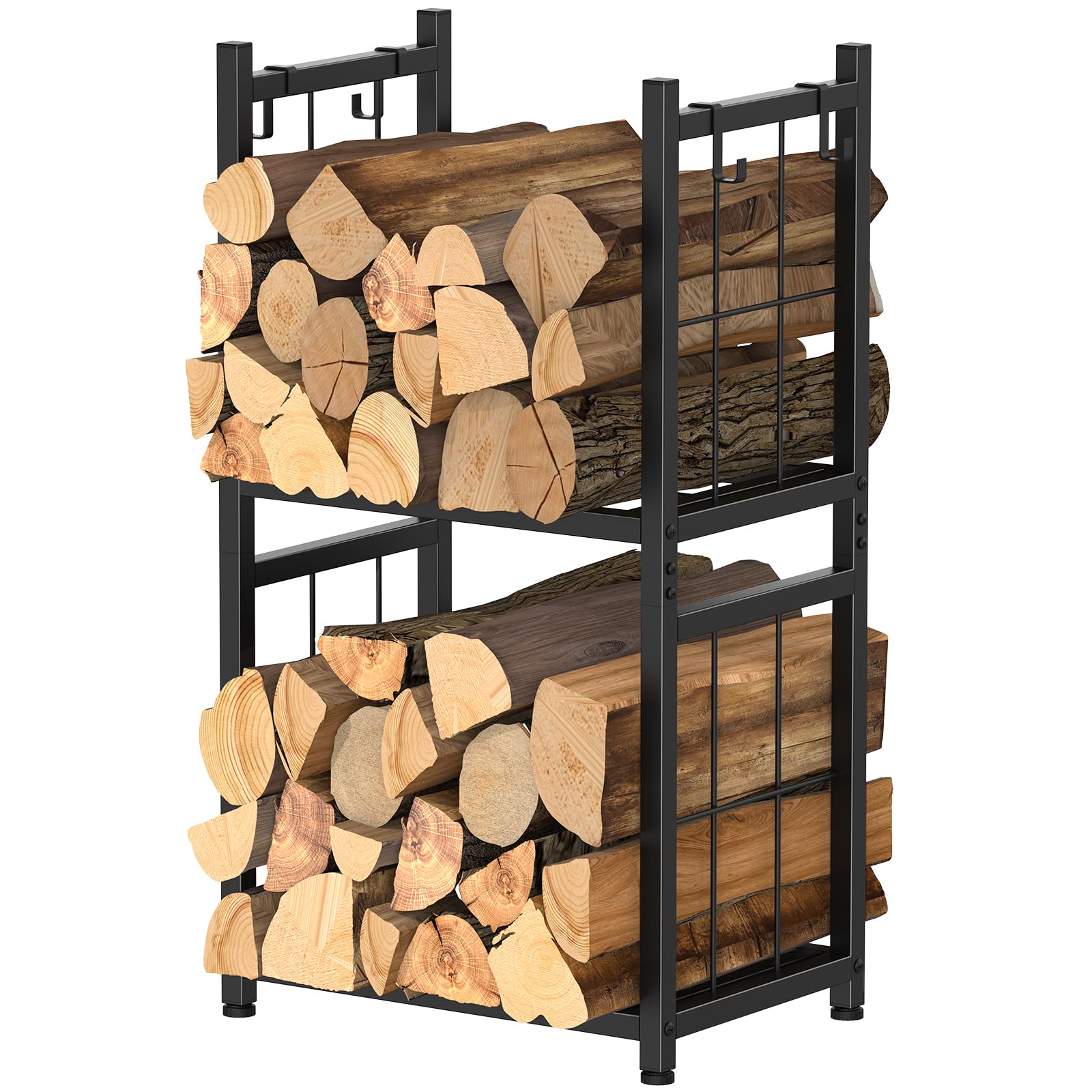 Amazon.com: HEOMU Firewood Rack Indoor, Fireplace Tools Rack Outdoor, 2 ...