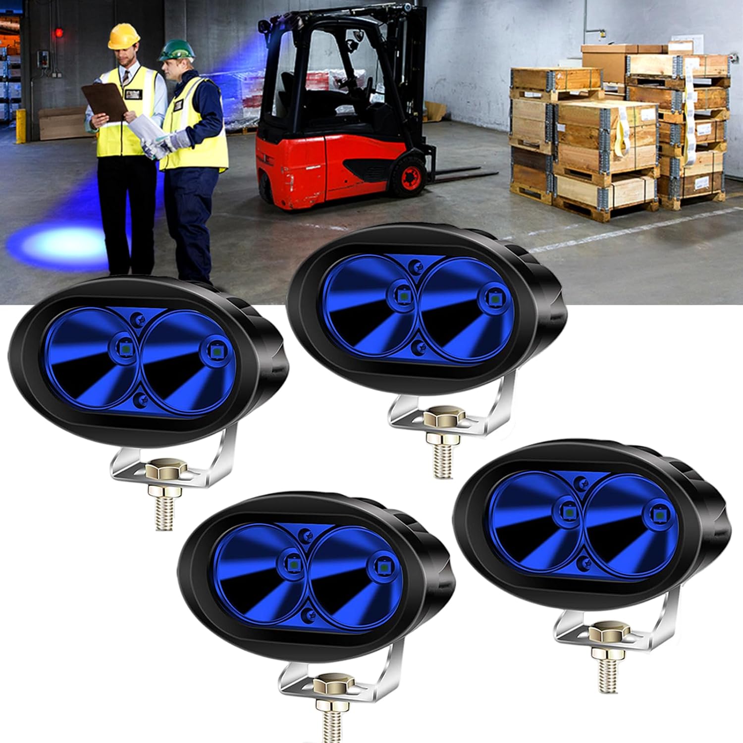 NWPangu 4PCS Forklift Lights, Blue Safety Light Warehouse Warning ...