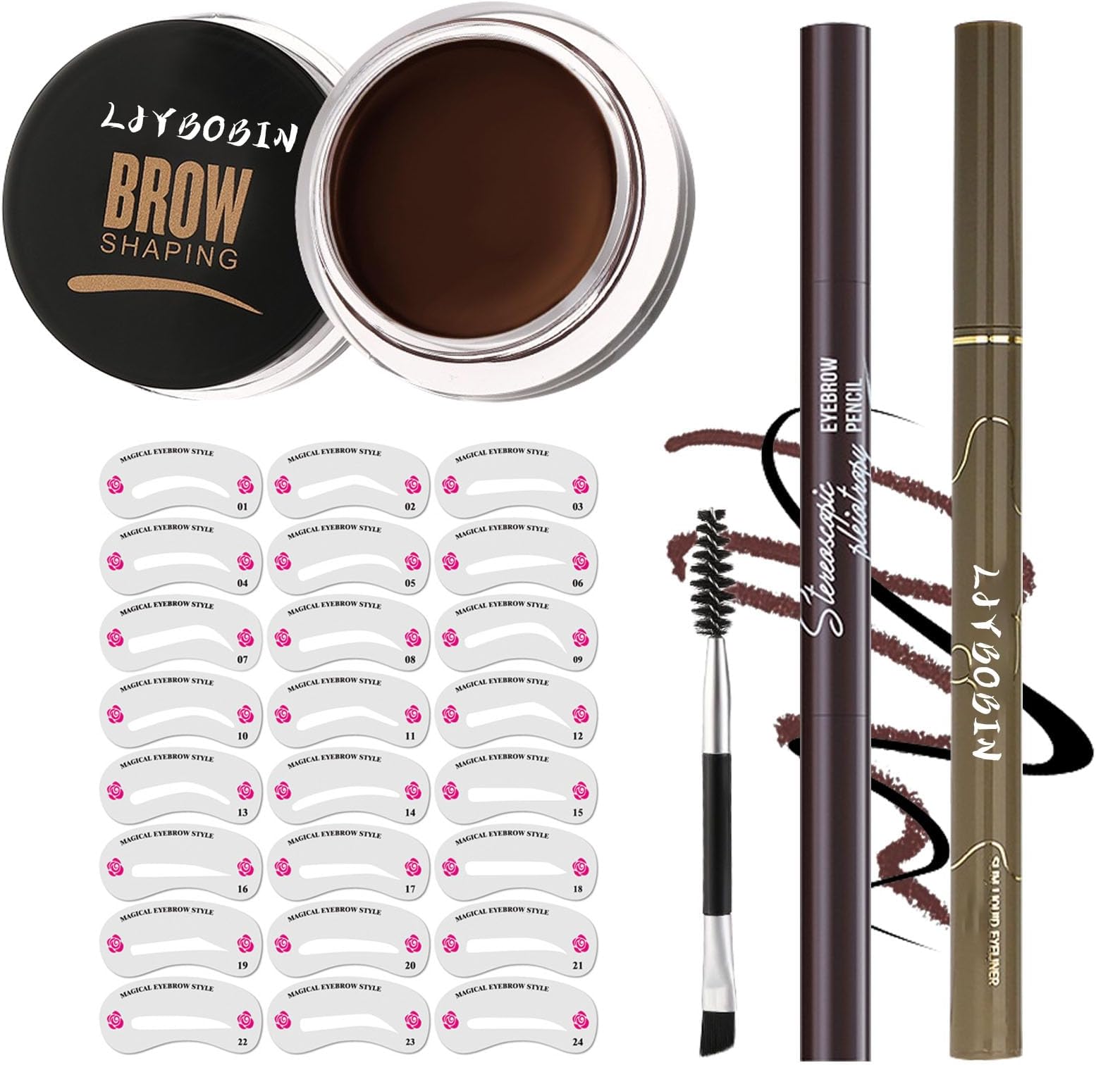 Amazon.com : 4PCS Eyebrow Pen and Eye Brow Stencil Kit,Waterproof ...