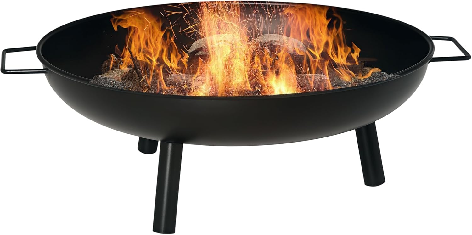 Outsunny 23" Round Outdoor Fire Pit, Portable Wood-Burning Firepit with ...