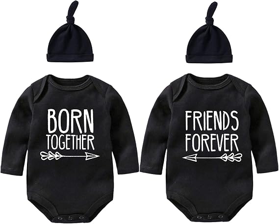 Amazon.com: YSCULBUTOL Baby Twins Bodysuits Best Friends Forever Baby ...