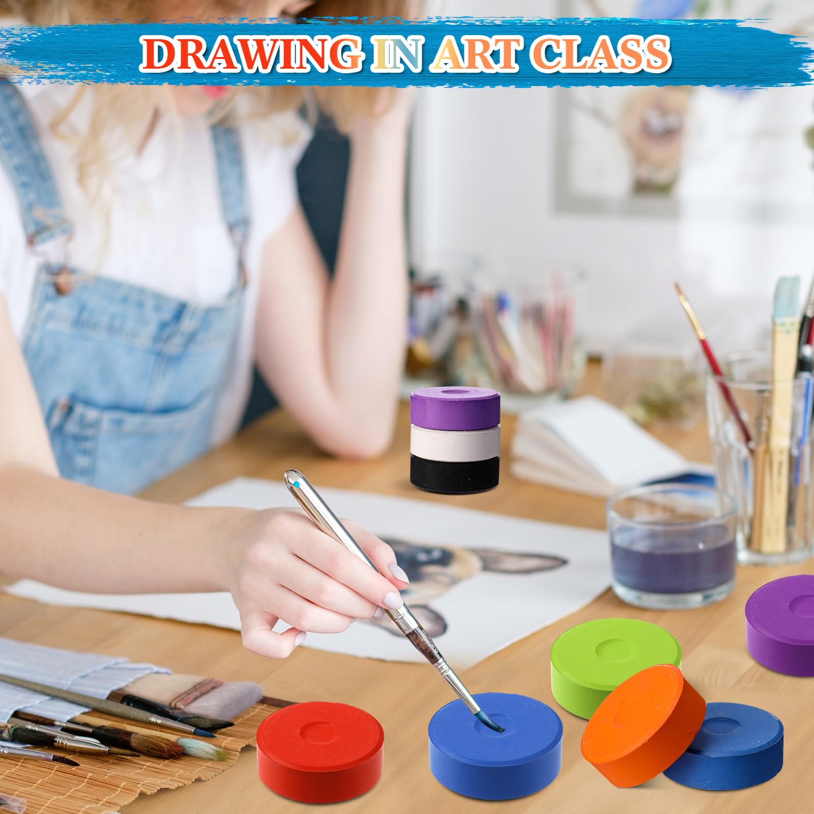 Snapklik.com : 60 Pcs Tempera Paint Cakes 12 Colors Large Washable Cake ...