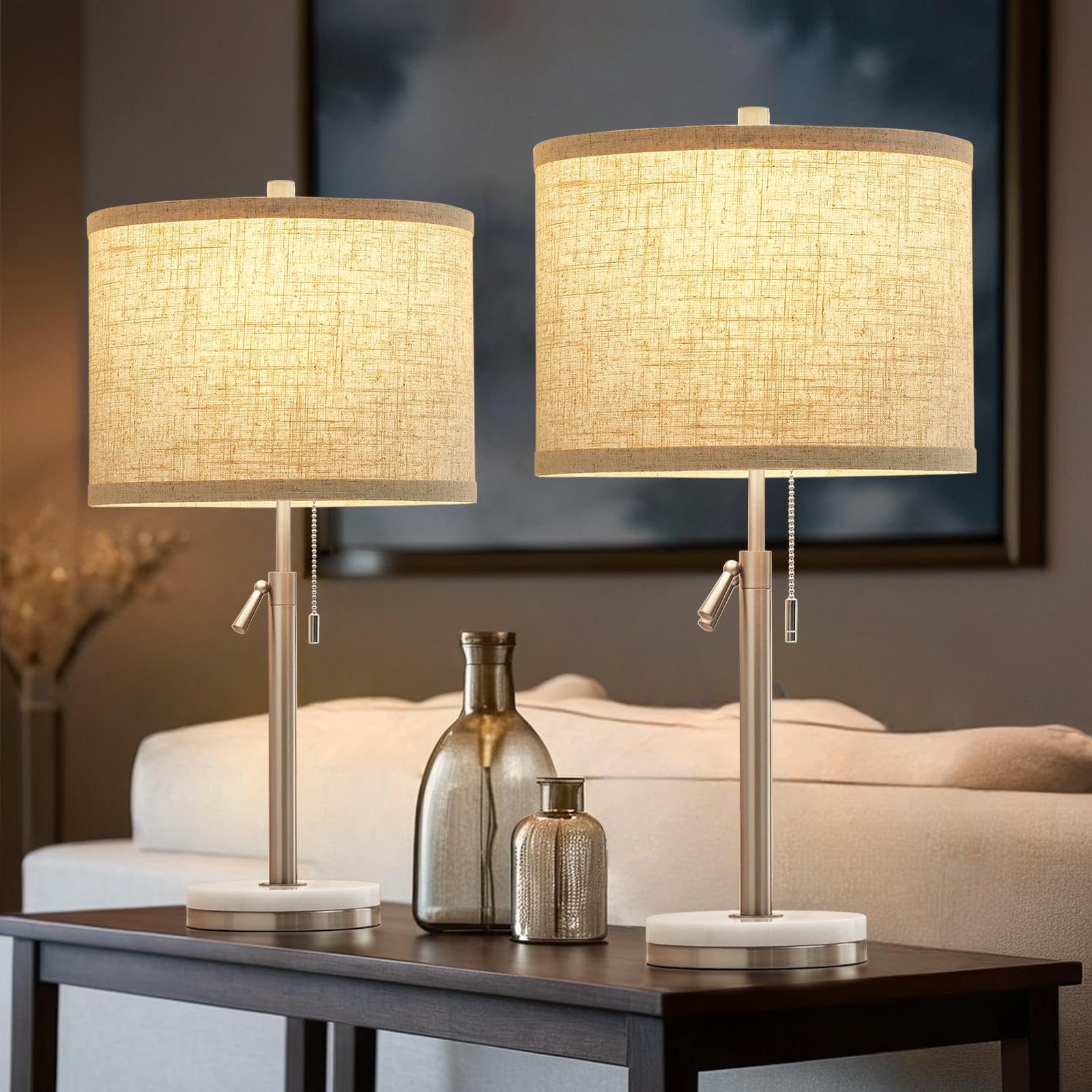 GyroVu Table Lamps Set of 2, Adjustable Height Bedside Lamps Marble ...