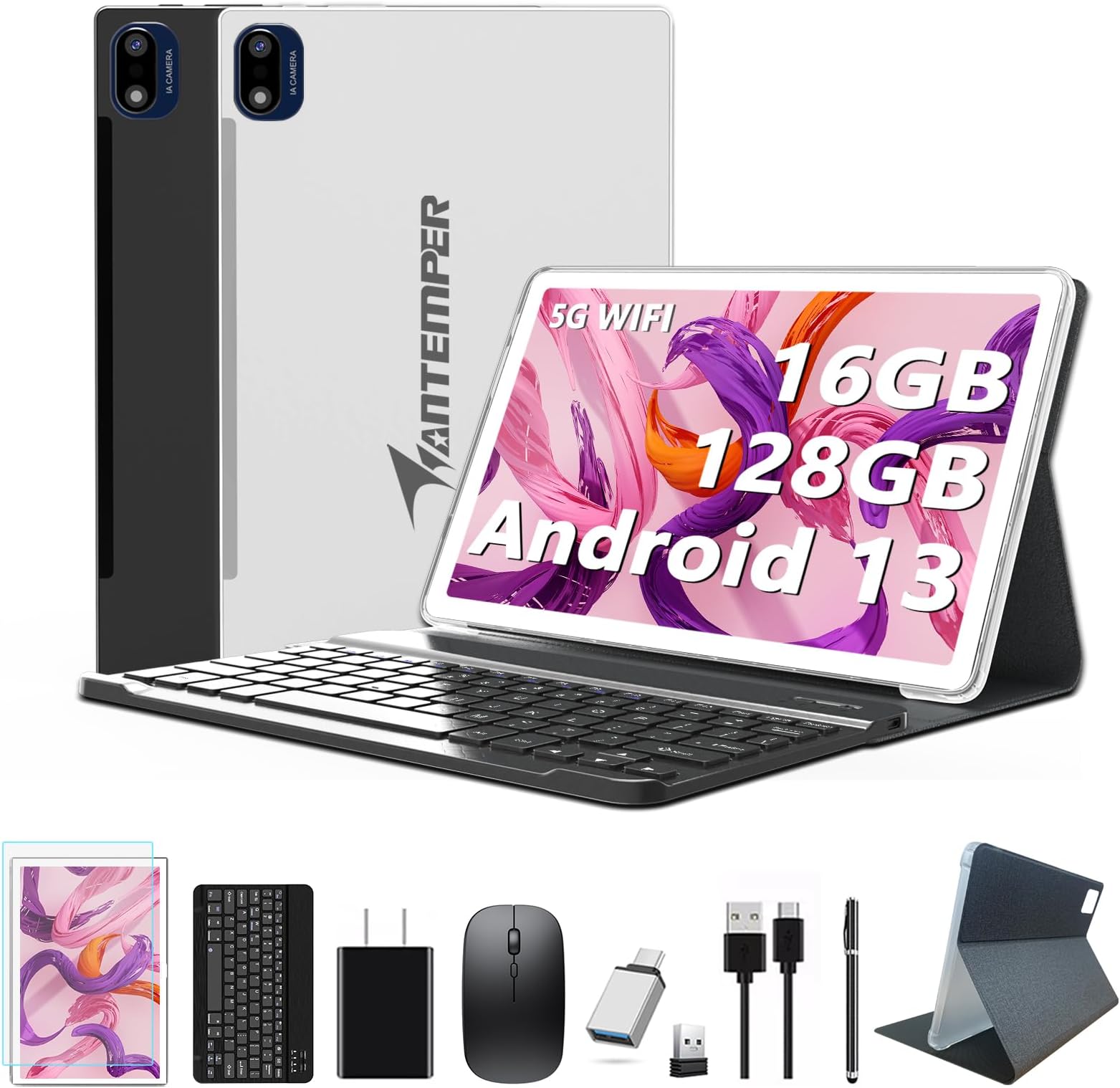 Amazon.com : FESABOLE 2024 Newest 2 in 1 Tablet 10 inch Tablet 128GB ...