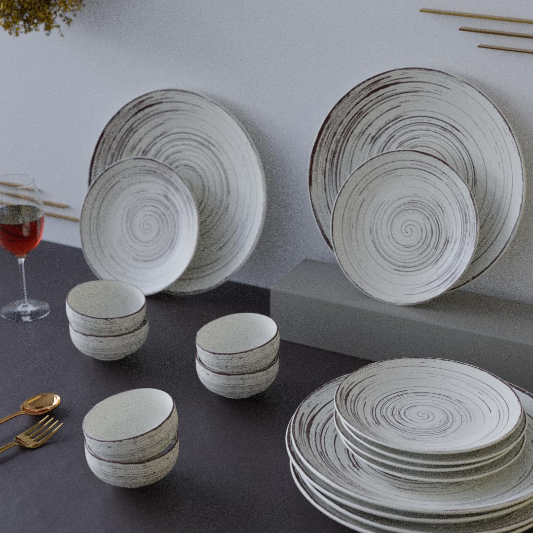 Buy The Earth Store Brown Spiral Set of 18 Piece Ceramic Dinner Set 6 ...