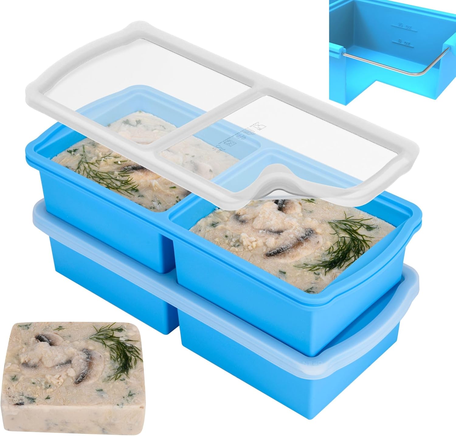 Amazon.com: ZIP STANDING 2 Cup Silicone Freezer Trays With Lid,Soup ...