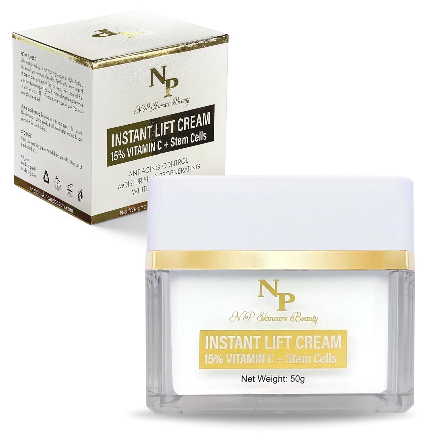 Amazon.com: NP Skincare Instant Lift Cream with Vitamin C, Argireline, and Plant-Based Stem ...