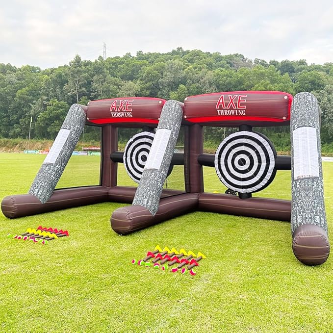 Amazon.com : Dual Inflatable Axe Throwing Game + Inflatable Ball Toss ...