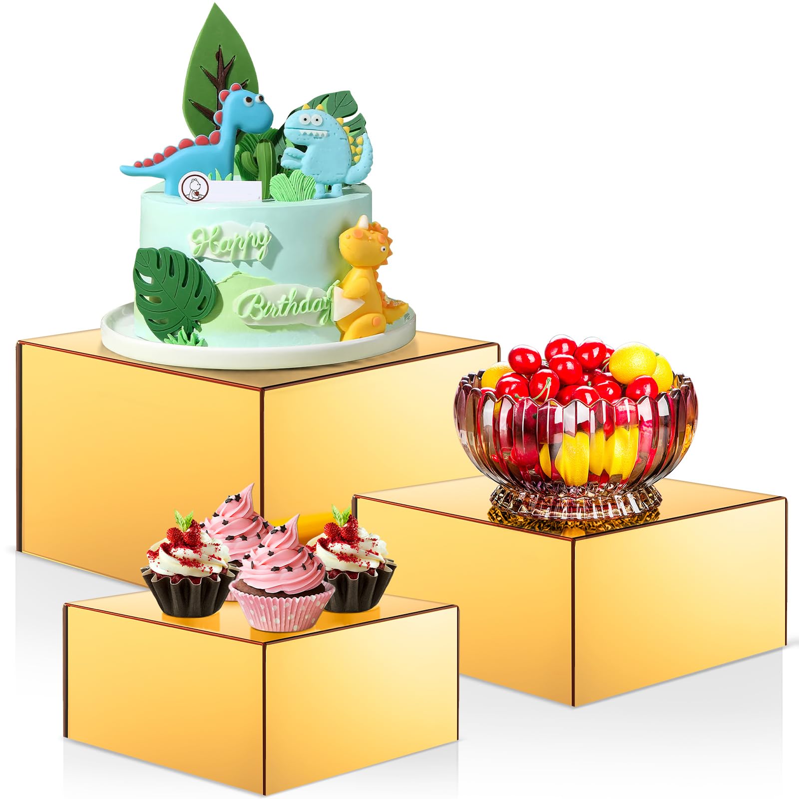 Amazon.com: Suzile 3 Pcs Gold Buffet Risers, Acrylic Food Risers for ...