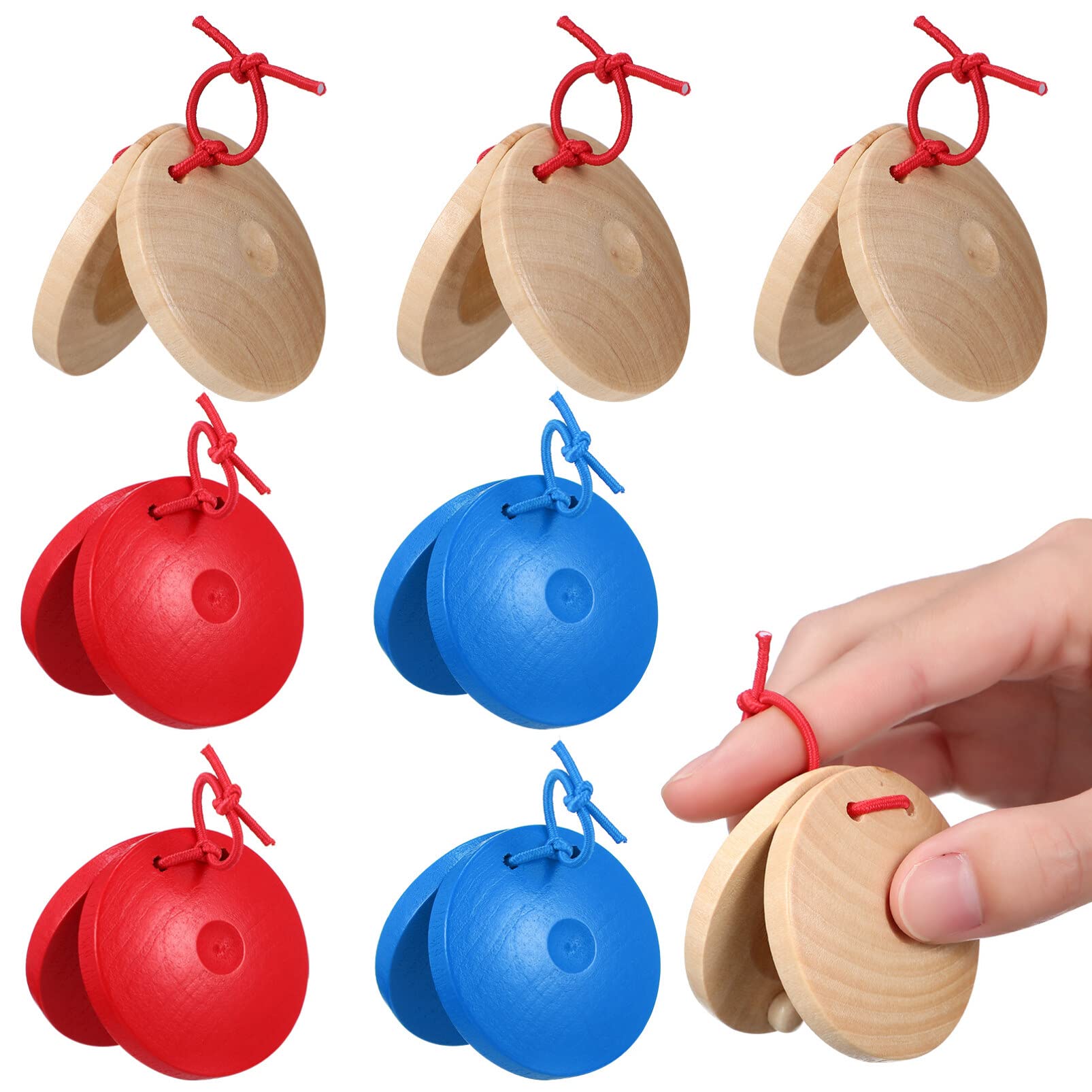Milisten 12pcs Educational Castanet Wooden Castanets Red Adults Blue ...