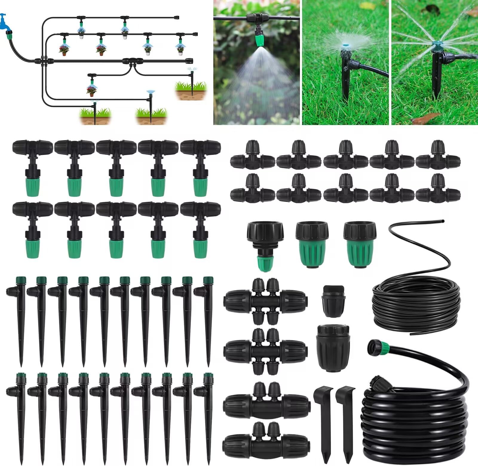 Amazon.com : Glooglitter 59 ft Garden Drip Irrigation Kit Garden ...