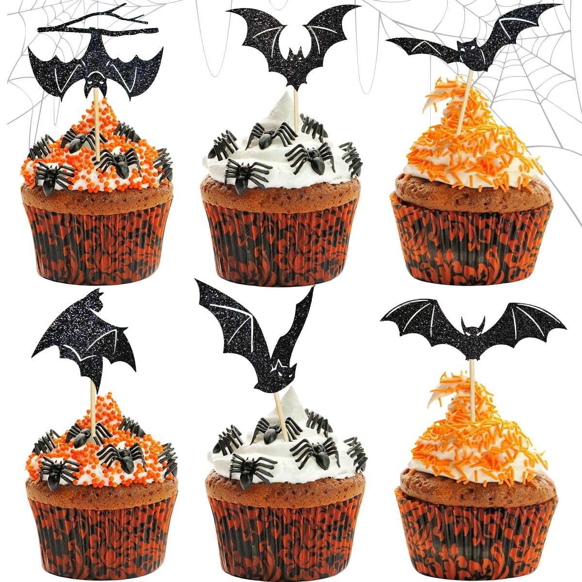 Amazon.com: 24PCS Bats Cupcake Toppers Halloween Cake Decorations ...