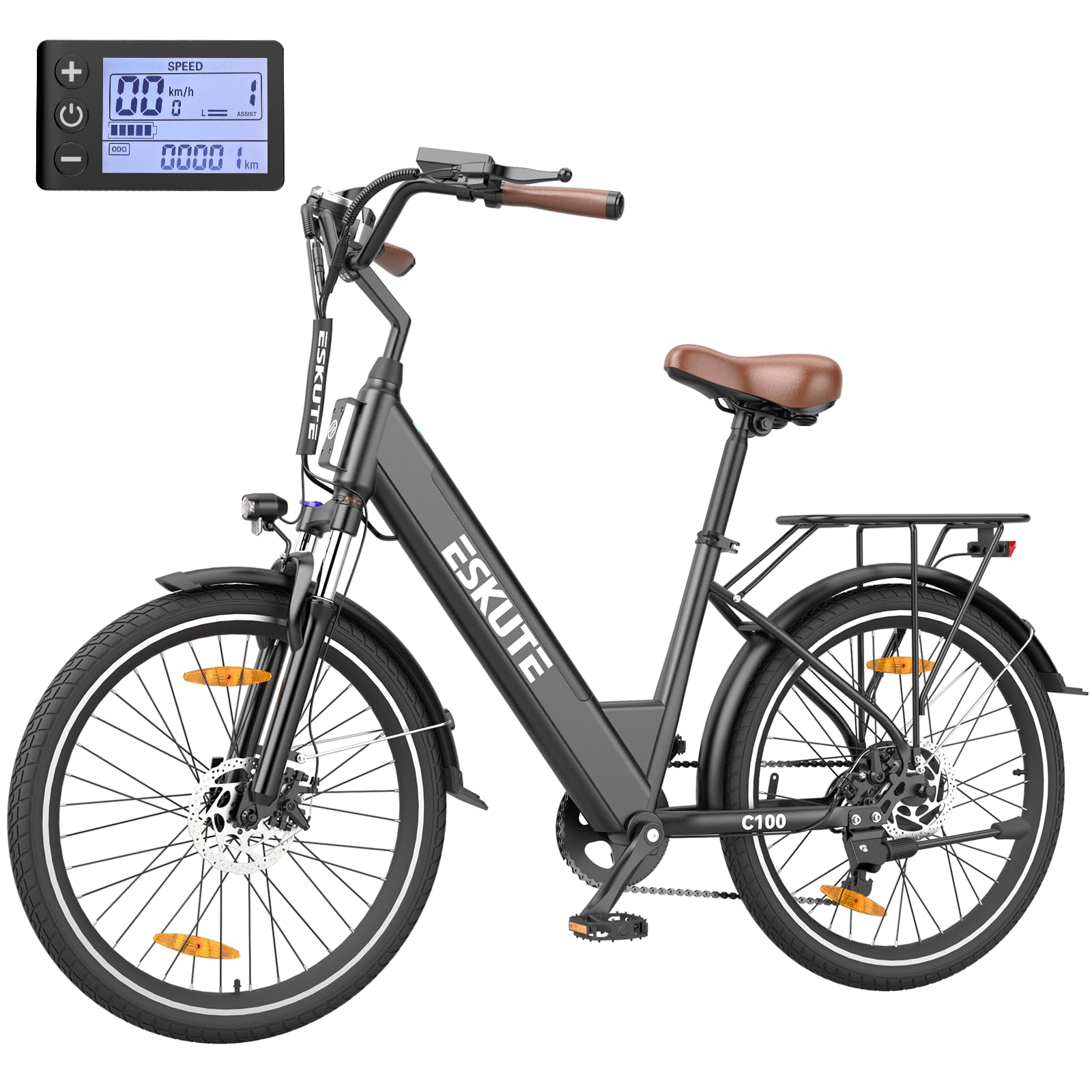 Amazon.com : ESKUTE Electric Bike, 500W Peak Motor Adults Ebike, 40 ...