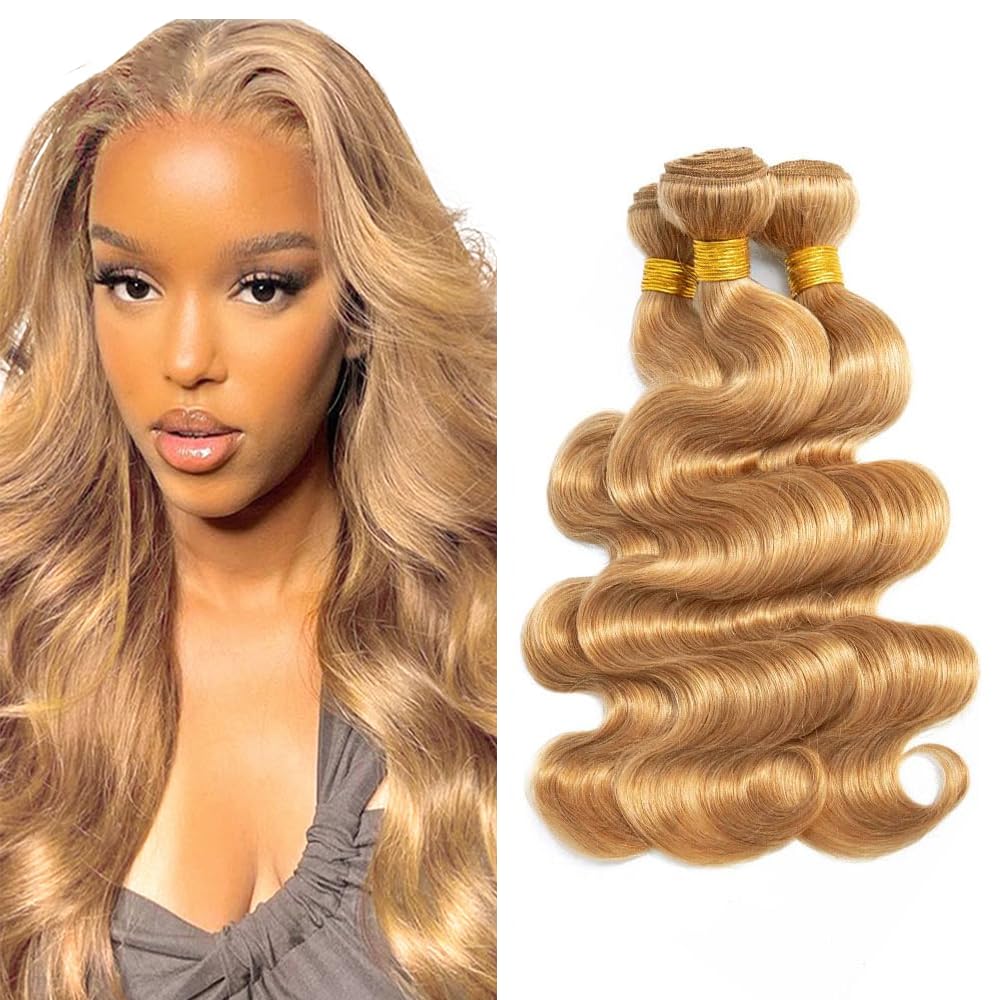Amazon.com : LadrXadr Honey Blonde Body Wave Human Hair Bundles 16-20 inch Grade 8A Remy 3 ...