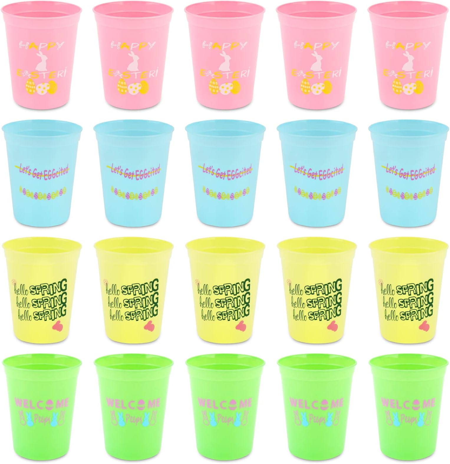 Amazon.com: WILLBOND 100 Pack 9 oz Happy Easter Bunny Plastic Egg Cups ...