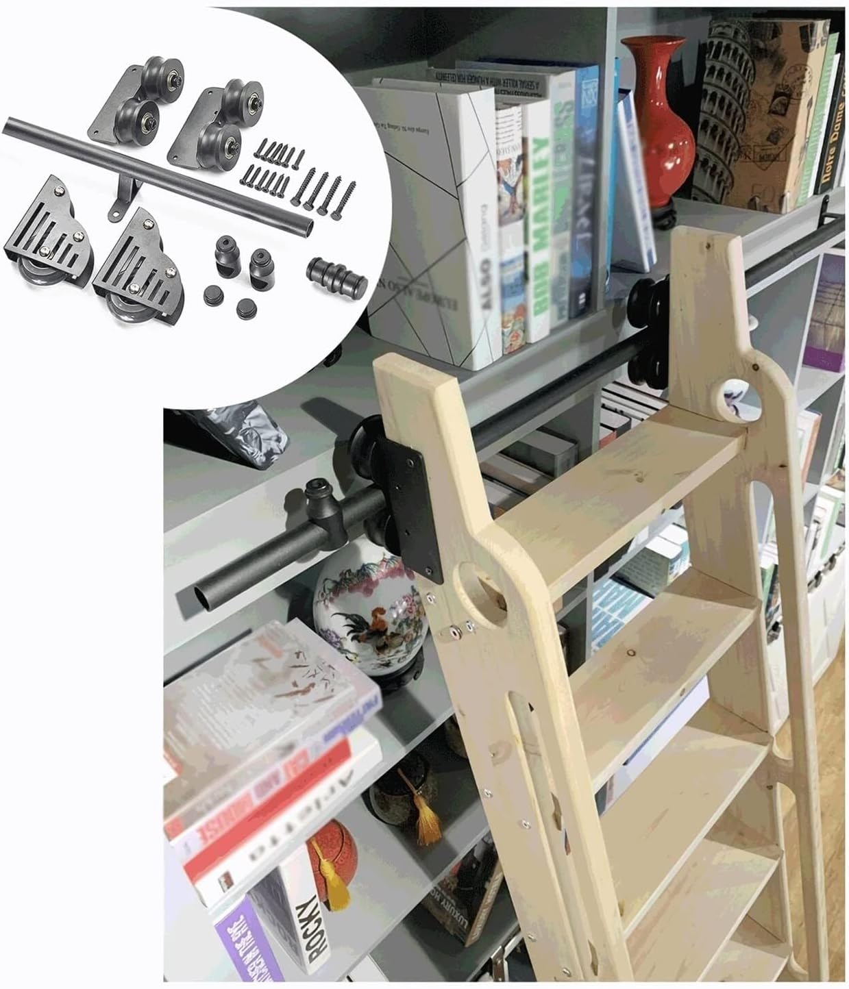 Amazon.com: Rolling Library Ladder Hardware Kit, Sliding Library Ladder ...