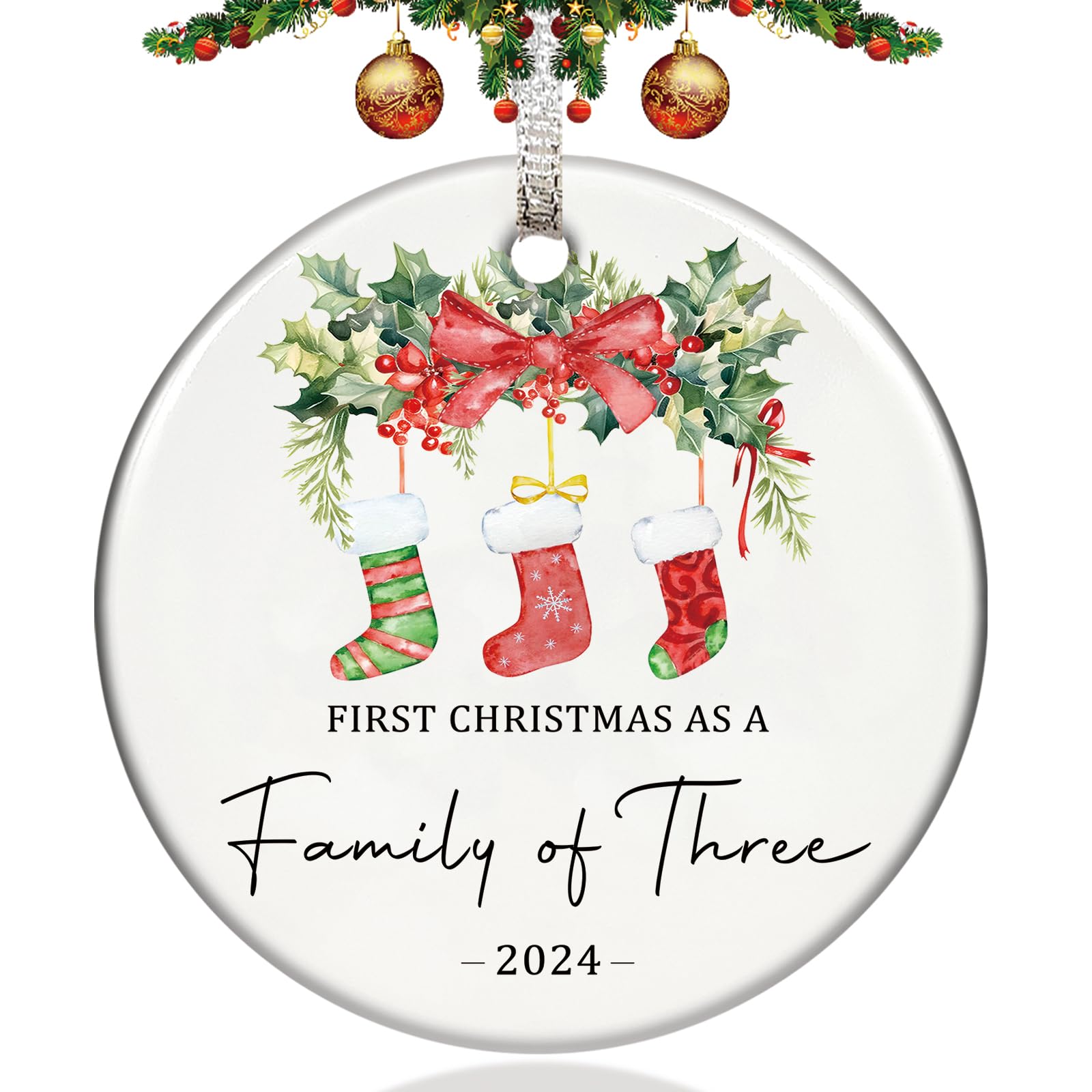 Amazon.com: Christmas Ornaments 2024,Our First Christmas As A Family of ...